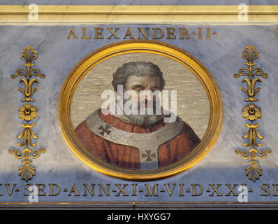 The icon on the dome with the image of Pope Damasus II, basilica of ...