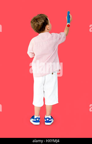 Little Kid Drawing Back View Stock Photo - Alamy
