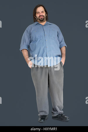 Caucasian Man Standing Smile Positive Stock Photo - Alamy