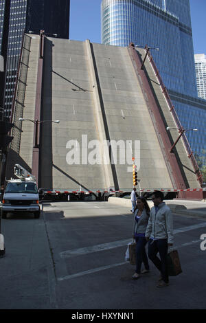 A drawbridge is raised in Chicago Stock Photo - Alamy