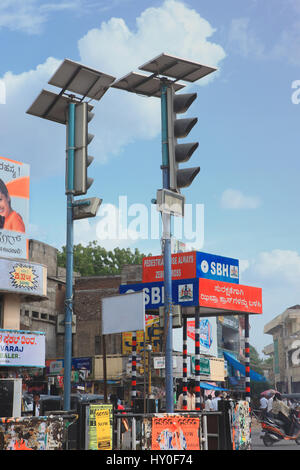 Solar panels for street lights, gulbarga, karnataka, india, asia Stock ...