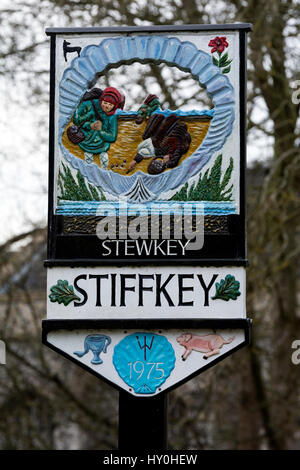 Stiffkey village sign Stock Photo - Alamy