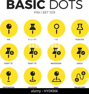 Push pin thumbtack icons set outline vector. Paper office. School cork ...