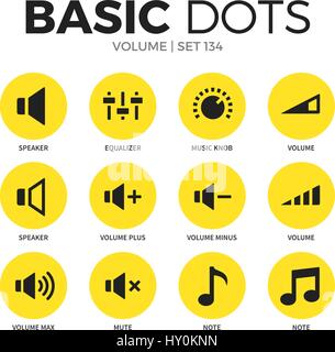 Volume knob icons. Audio control symbols. Sound adjustment graphics ...