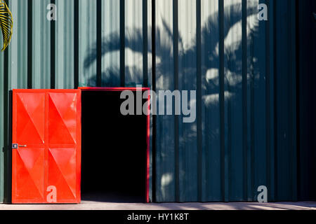 Factory main entrance, front view of industrial building, employee ...