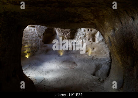 Inside view of Uchisar Castle which is the highest building of ...