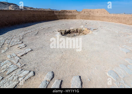 Central circular pit of Ancient Zoroastrian Tower of Silence, where the ...