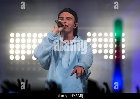 Goerlitz, Germany. 31st Mar, 2017. Mike Singer performs on stage during ...