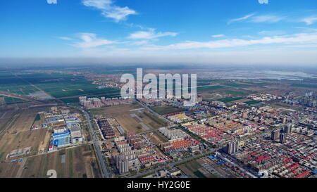 Baoding. 1st Apr, 2017. Aerial photo taken on April 1, 2017 shows the ...