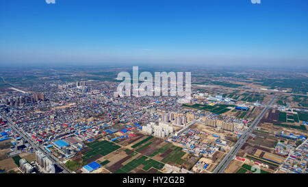 Baoding. 1st Apr, 2017. Aerial photo taken on April 1, 2017 shows the ...