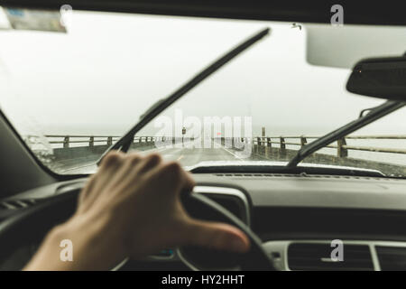 Driver's point of view while driving down road - USA Stock Photo - Alamy