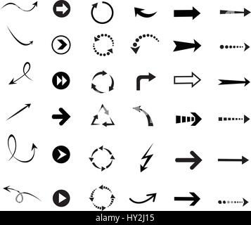 Arrows icons set. Curly, straight and twisted shapes. Different arrow collection. Design ...