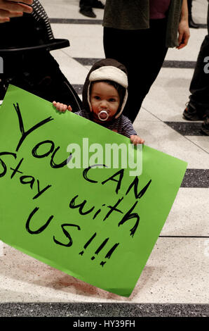 Travel ban protest at Philadelphia International Airport Stock Photo ...