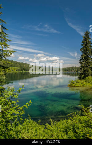 Mountains landscape - summer forest, lakes and cloudy sky. Nature ...