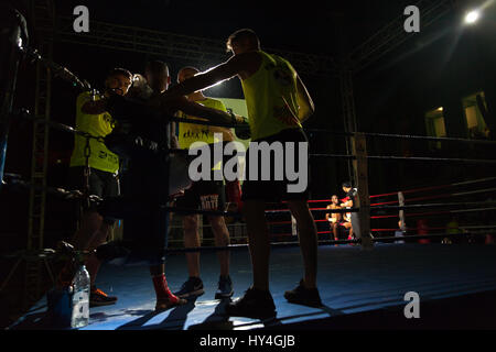 male versus male kickboxing match Stock Photo - Alamy