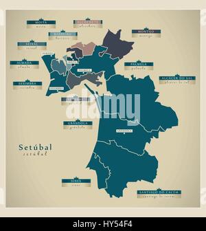 Map of Setubal, a province of Portugal Stock Vector Image & Art - Alamy