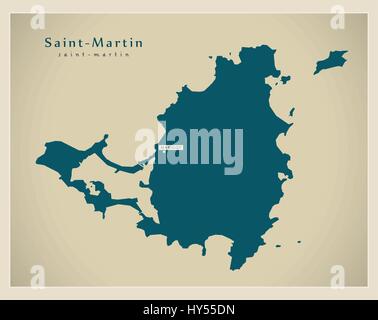 Saint Martin map. Just a simple border map. Shape of the country. Flat ...