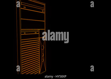 PC Tower in Hologram Wireframe Style. Nice 3D Rendering Stock Photo - Alamy