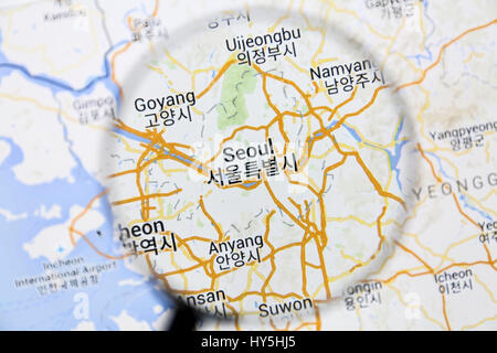 South Korea political map with capital Seoul, national borders Stock ...