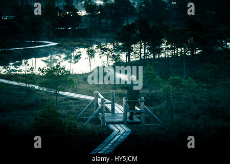 A beautiful, artistic, colorful morning landscape of a North European ...