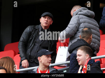 Actor Daniel Craig in the stands before the Premier League match at ...