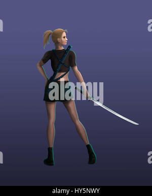 The Samurai girl stands in a menacing stance Stock Photo - Alamy