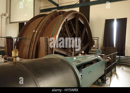 Winder, winding engine, wheel, of Coal mine, shaft, Coal mining museum ...