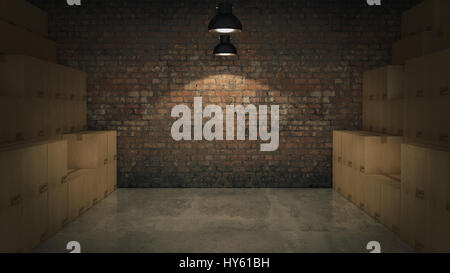 Boxes in empty room 3D Stock Photo - Alamy