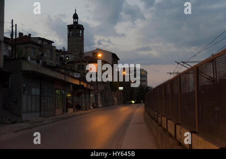 Veles, Republic of Macedonia - clock tower at sunset Stock Photo - Alamy