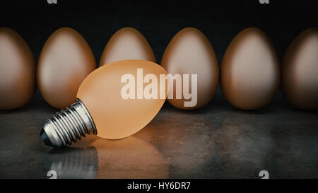 Funny and crazy egg looking like electric bulb. 3d Rendering Stock ...