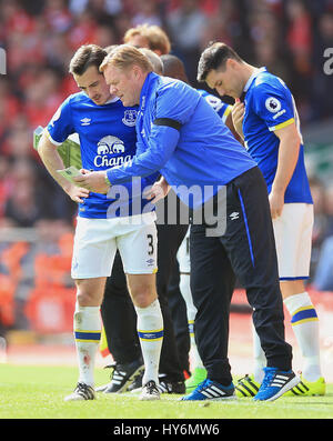 Leighton Baines of Everton during the Premier League match at Goodison ...