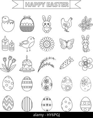 Easter illustration. Happy Easter. A set of hand drawings. Collection ...
