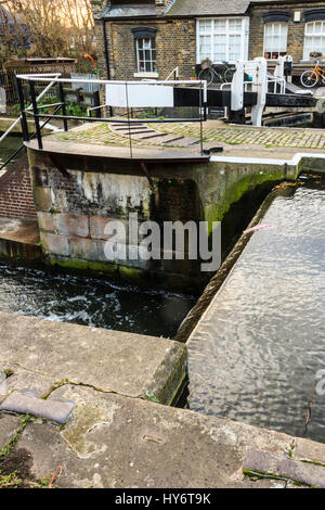 St Pancras Lock and weir on the Regents Canal. London, England, UK ...