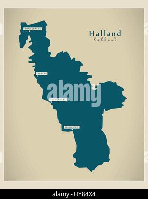 Map of Sweden with the provinces, Halland County is highlighted by ...