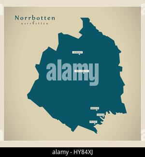 Map of Sweden with the provinces, Norrbotten County is highlighted by ...