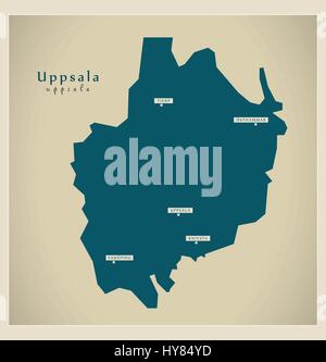 Map of Sweden with the provinces, Uppsala County is highlighted by ...