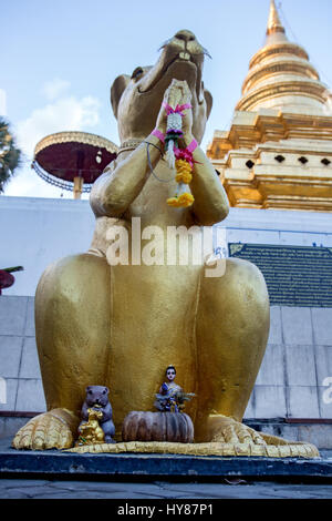 Rat statue in Buddhist temple where is public domain opened for ...
