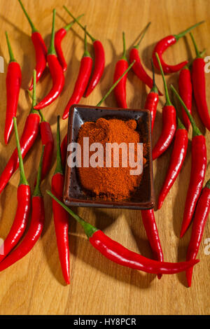 Spices, chilli fresh and dry ground Stock Photo - Alamy