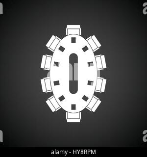 Negotiating table icon. Black background with white. Vector ...