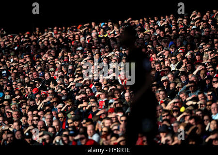 Arsenal fans in the stands during the Premier League match at the ...