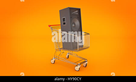 Shopping Cart Speaker Sound. 3d rendering Stock Photo - Alamy