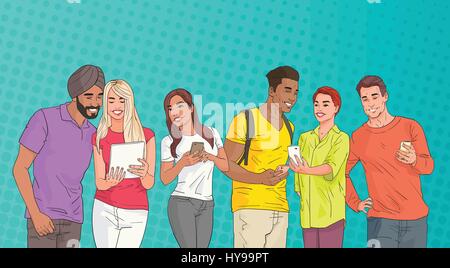 People communicate over internet using computer. Vector illustration Stock Vector Image & Art ...