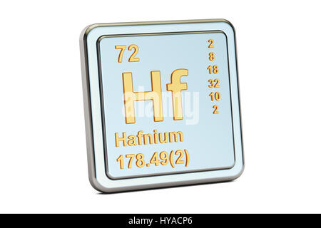 Hafnium Hf chemical element. 3D rendering isolated on white background ...
