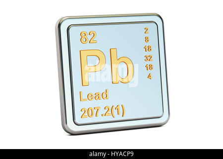 Lead plumbum Pb chemical element. 3D rendering isolated on white ...
