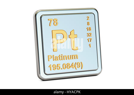 Platinum Pt, chemical element sign with number 78 in periodic table. 3D ...