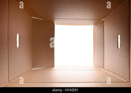 Empty cardboard box, inside view Stock Photo - Alamy
