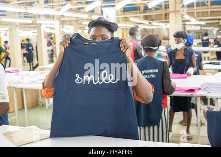 Textile workers producing clothing at a factory in Kampala, Uganda ...