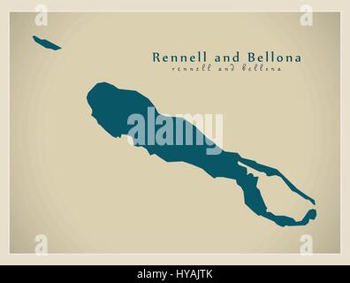 Rennell and Bellona map of Solomon Islands grey illustration shape ...