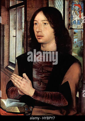 A detailed oil painting by Hans Memling depicting the Nativity scene ...