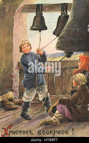 This old Russian Easter postcard depicts traditional Easter ...